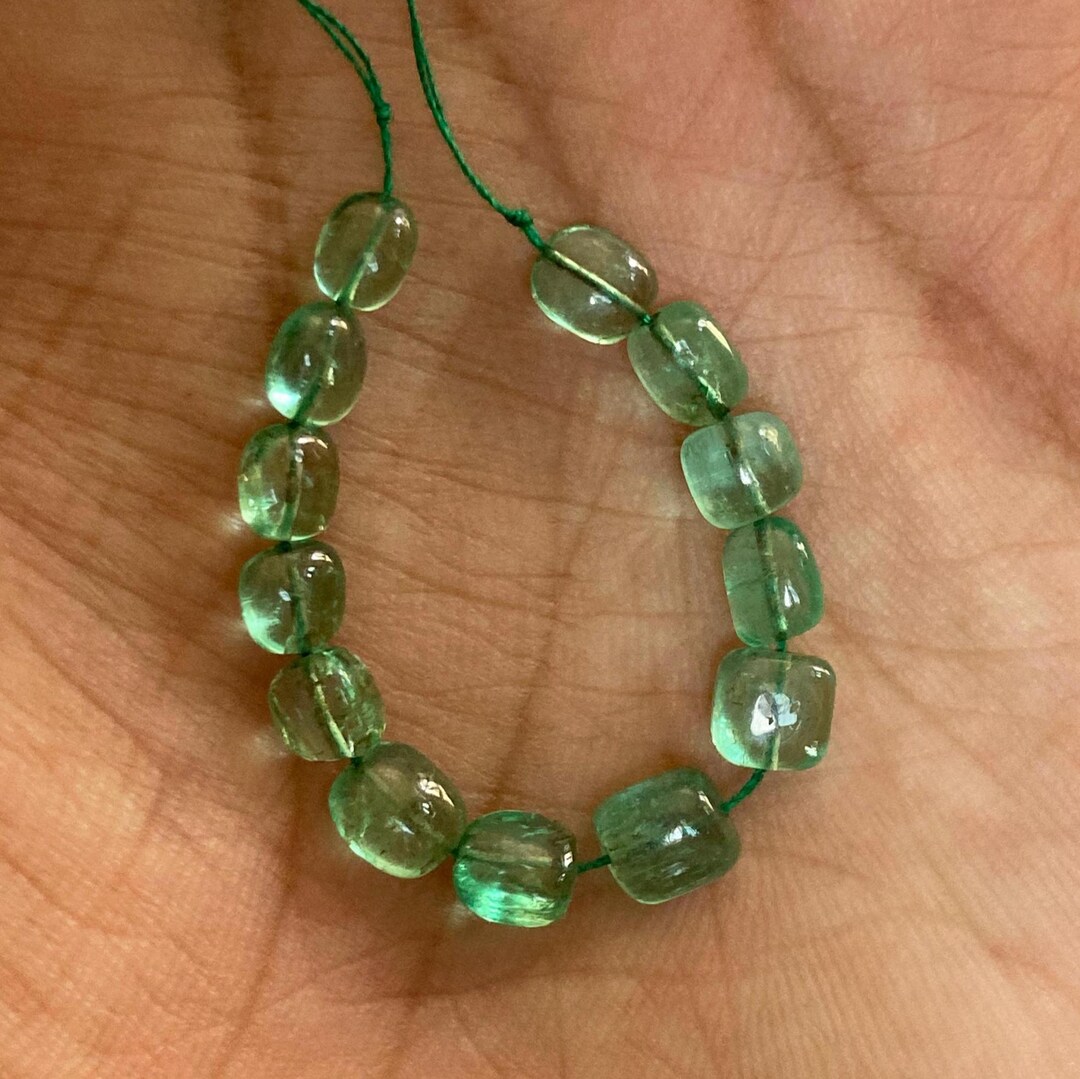 Rare Natural Columbian Emerald Smooth Tube Beads Nuggets , 13 Pieces ,8 ...