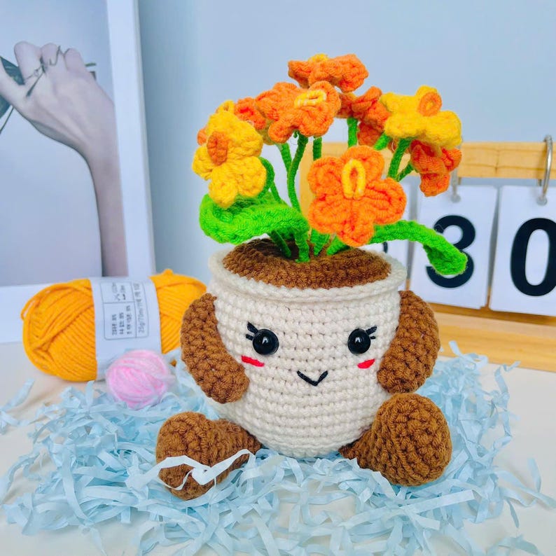 Amigurumi Flower Pot Crochet Pattern, Cute Plant Plush Digital Download ...