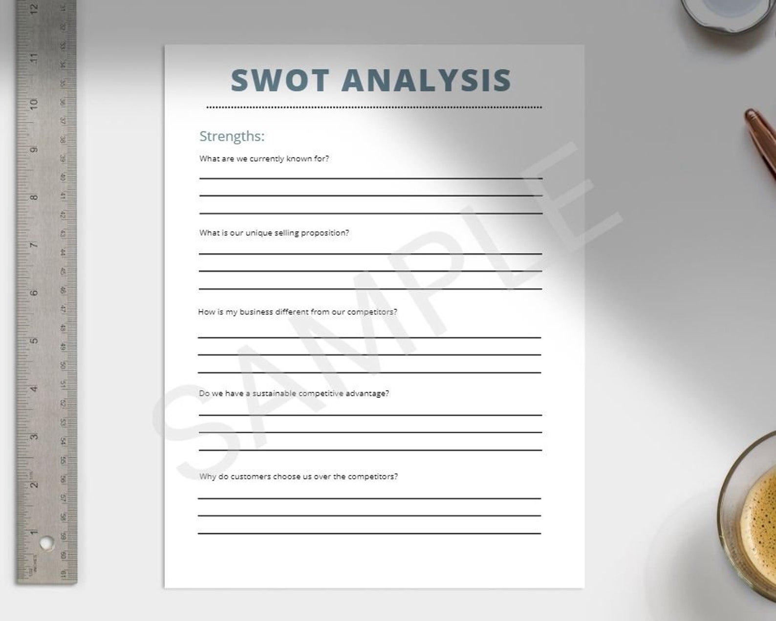 Swot Analysis Worksheet Printable Instant Download Template A4, A5 ...