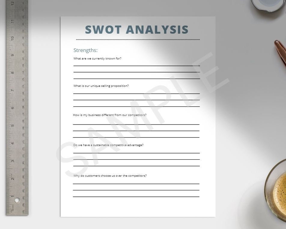 Swot Analysis Worksheet Printable Instant Download Template A4, A5 ...