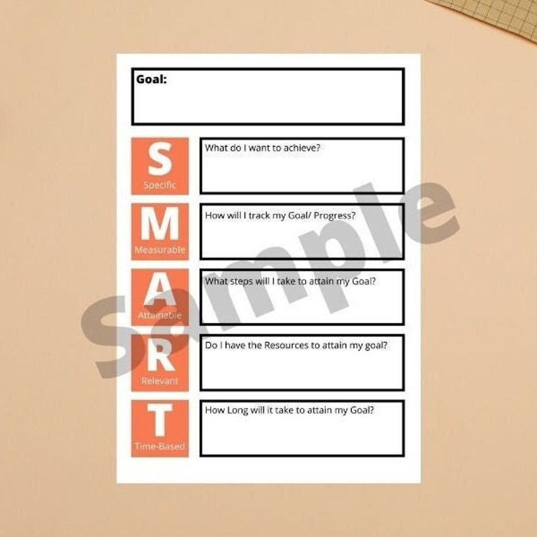 SMART Goals Worksheet Printable | Instant Download Template | A4, A5 ...