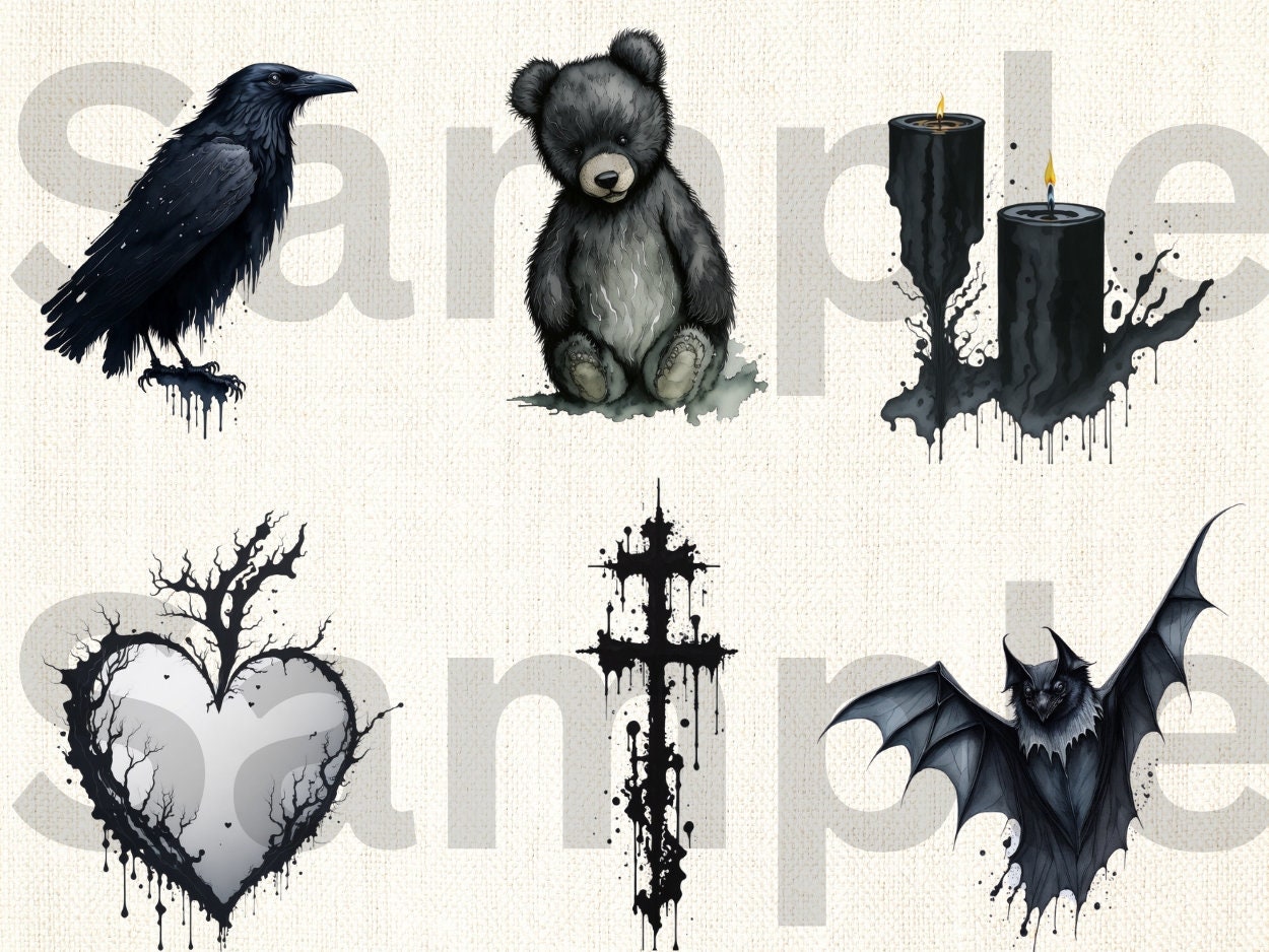 Black Dark Gothic Clip Art Bundle 25 Pieces in PNG, JPG, and PDF ...