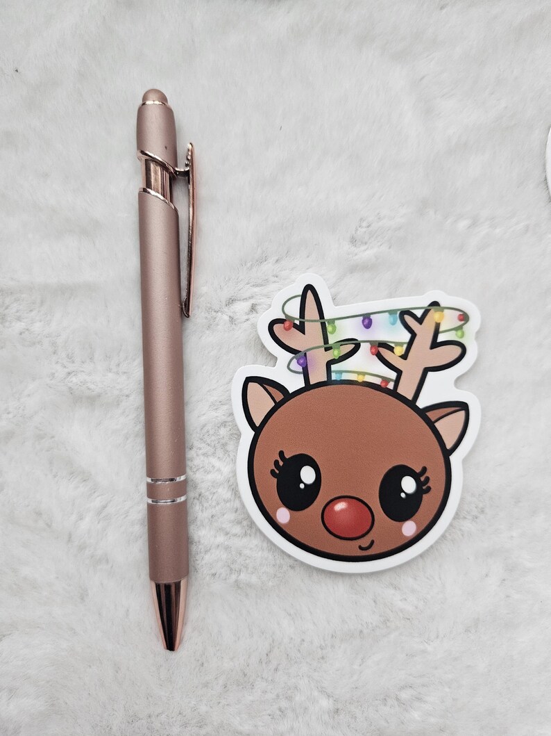 Cute Reindeer Sticker, Christmas Reindeer Girl, Holiday Lights Sticker ...