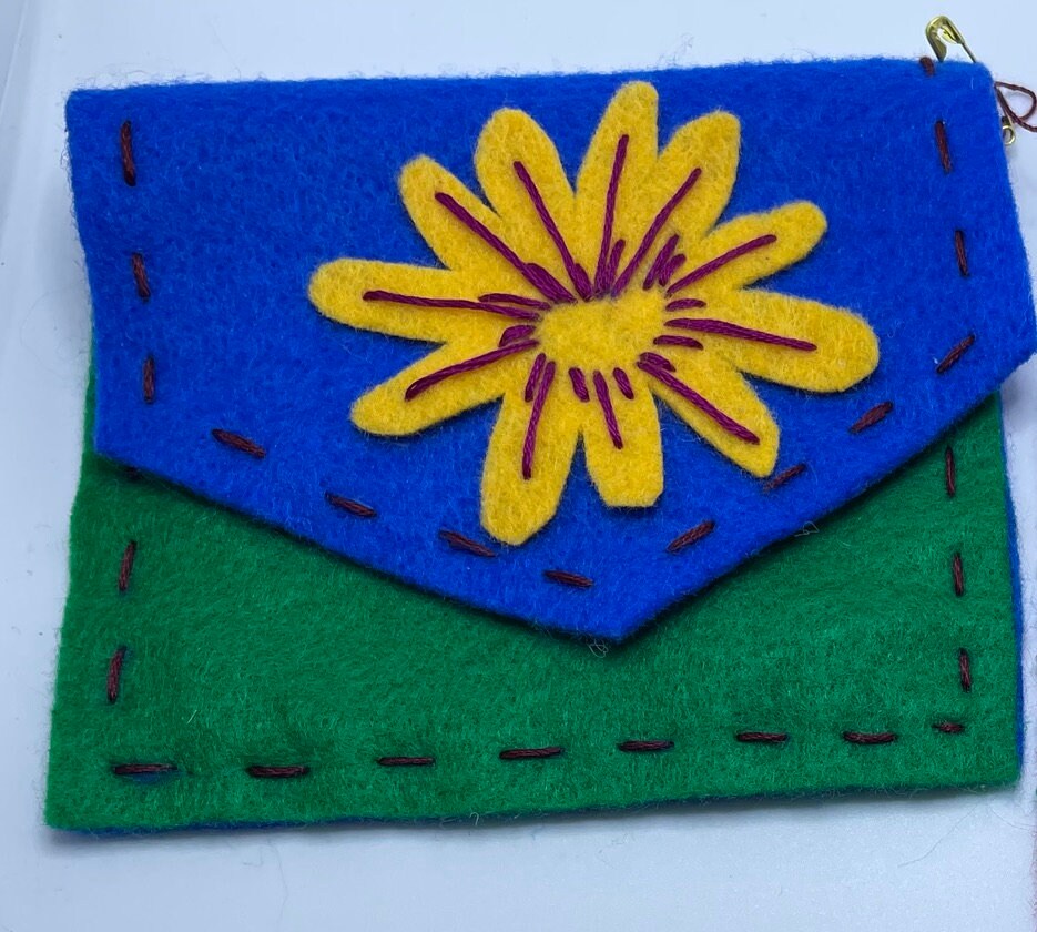 Small Bag, Felt, Embroidery, One of a Kind, Hand Stitching, Child's - Etsy