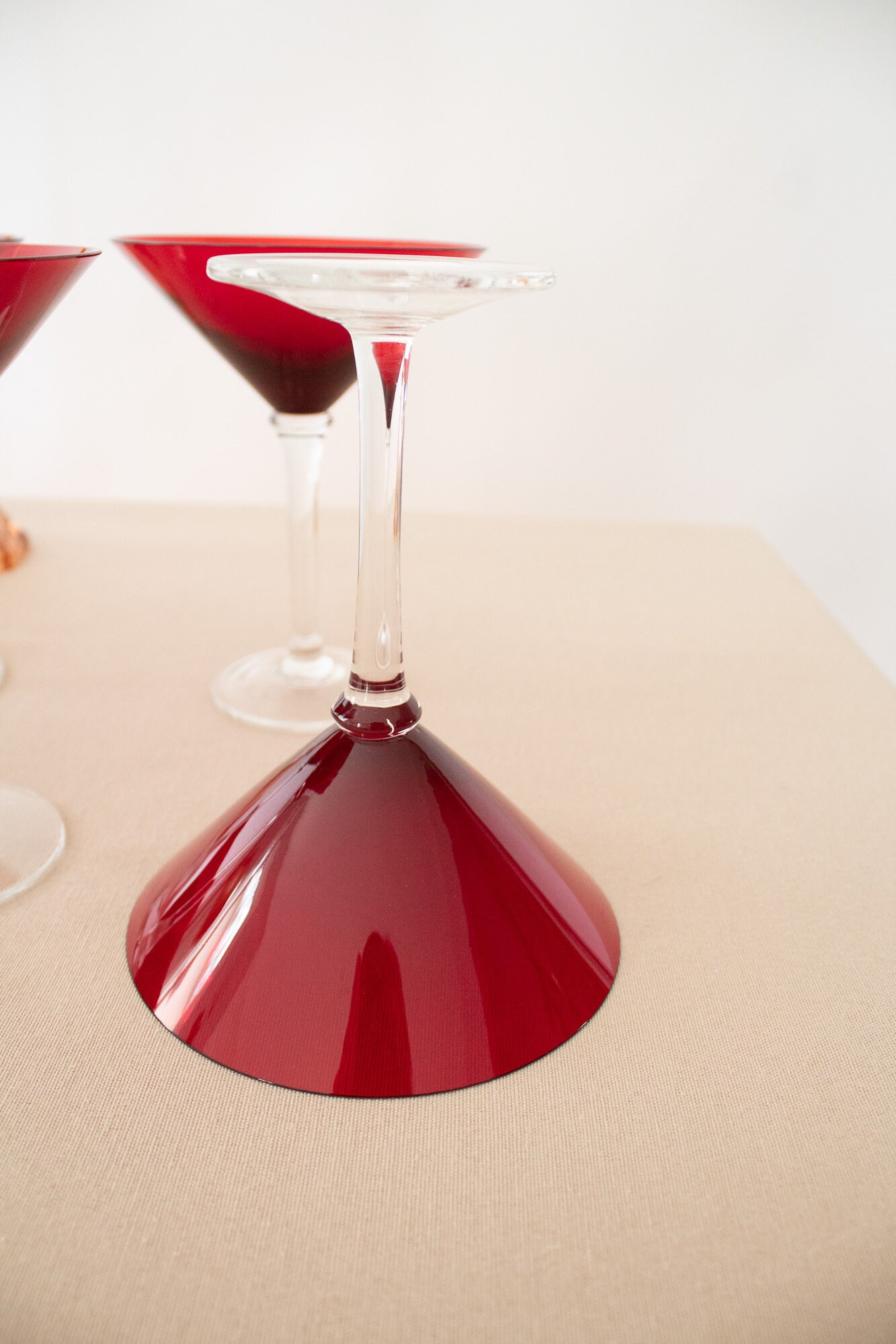 Vintage Red Martini Cocktail Glasses, Set of 4, Manhattan Cosmopolitan ...