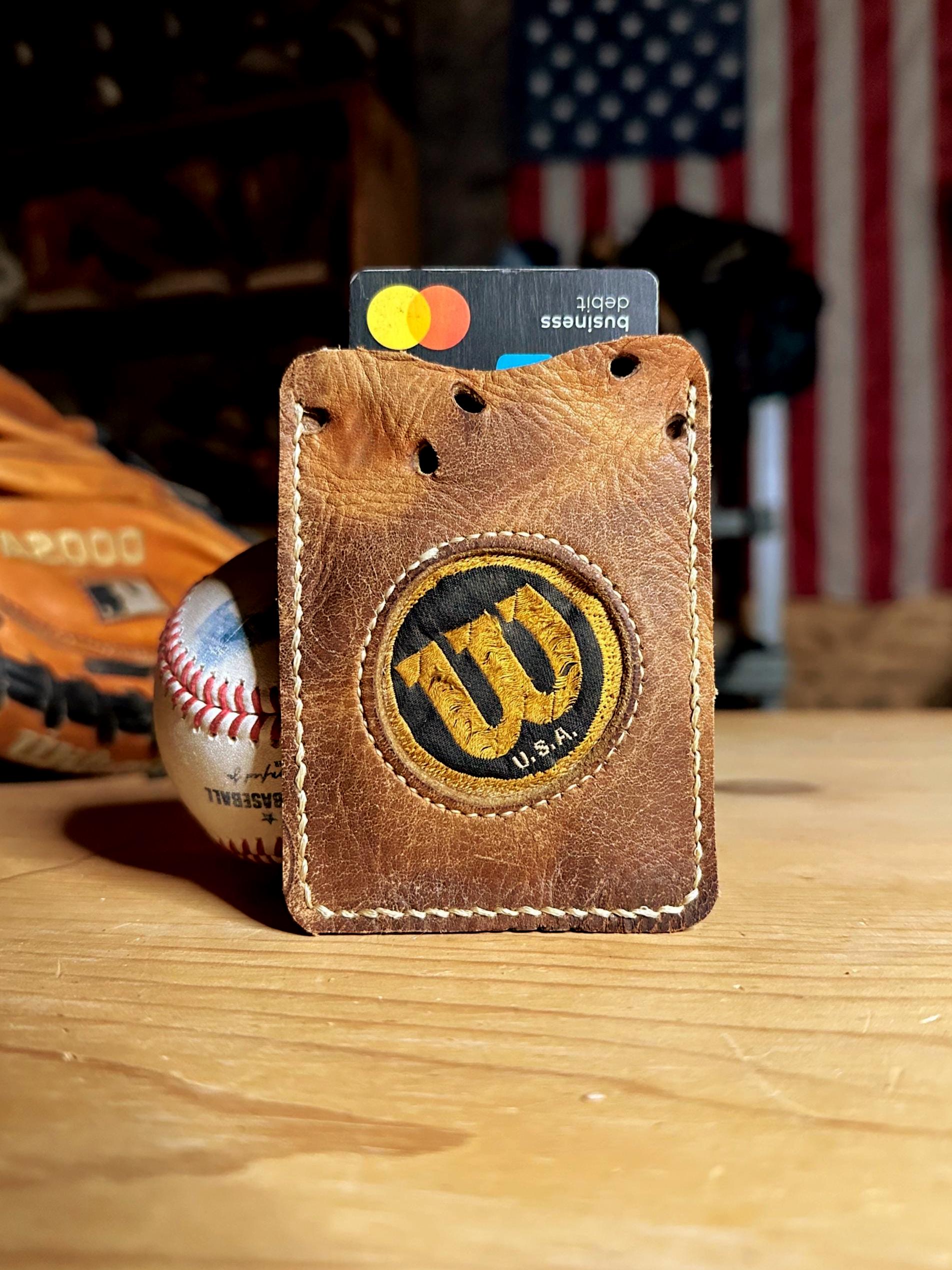 Baseball Glove Leather Wallet with Money Clip Card Case - Wilson A2000