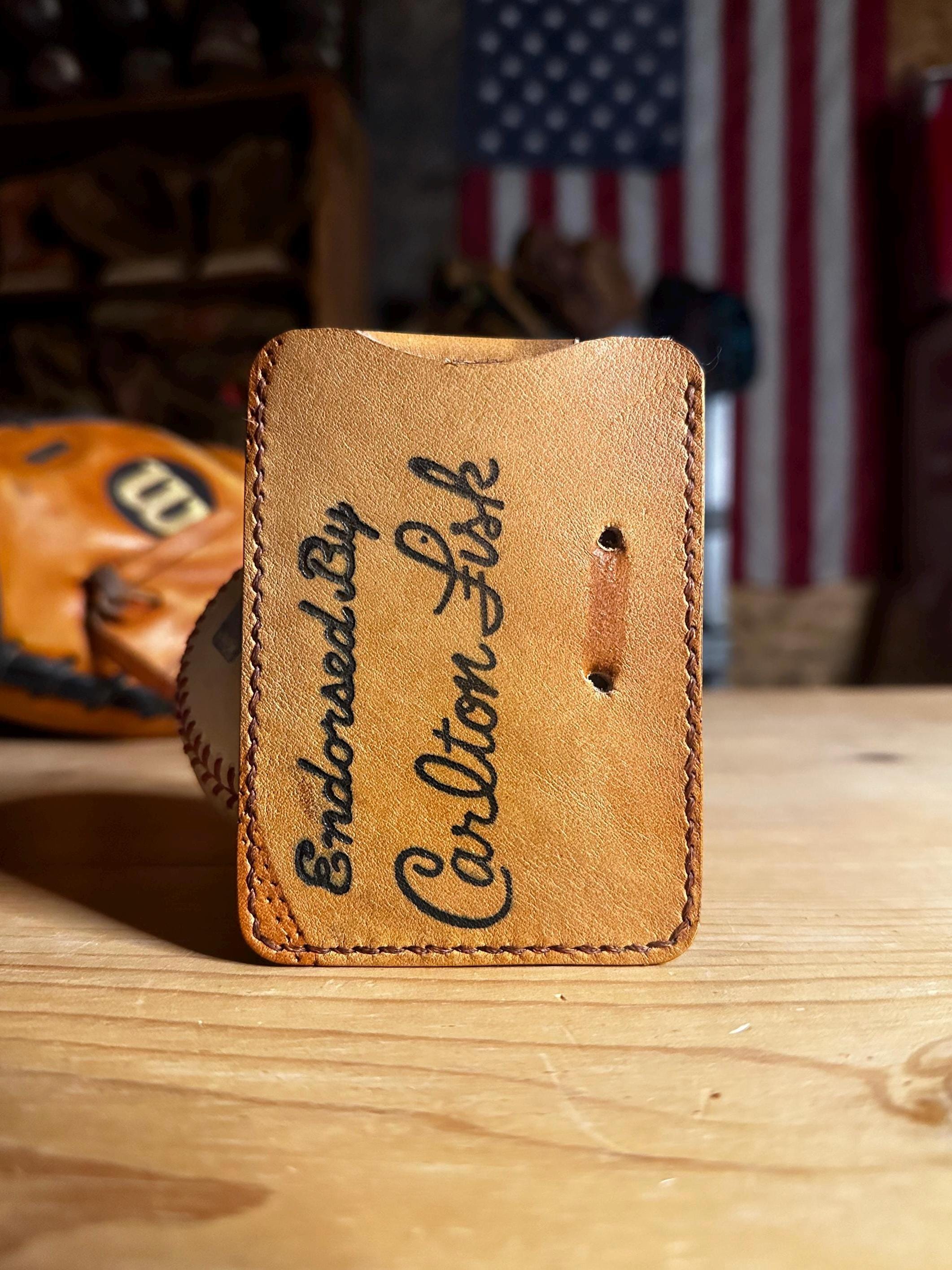 Carlton Fisk Baseball Glove Leather Wallet with Money Clip