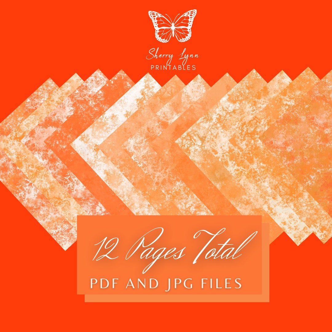Orange Crush Printable Junk Journaling Scrapbook Paper JPG and PDF 8 ...