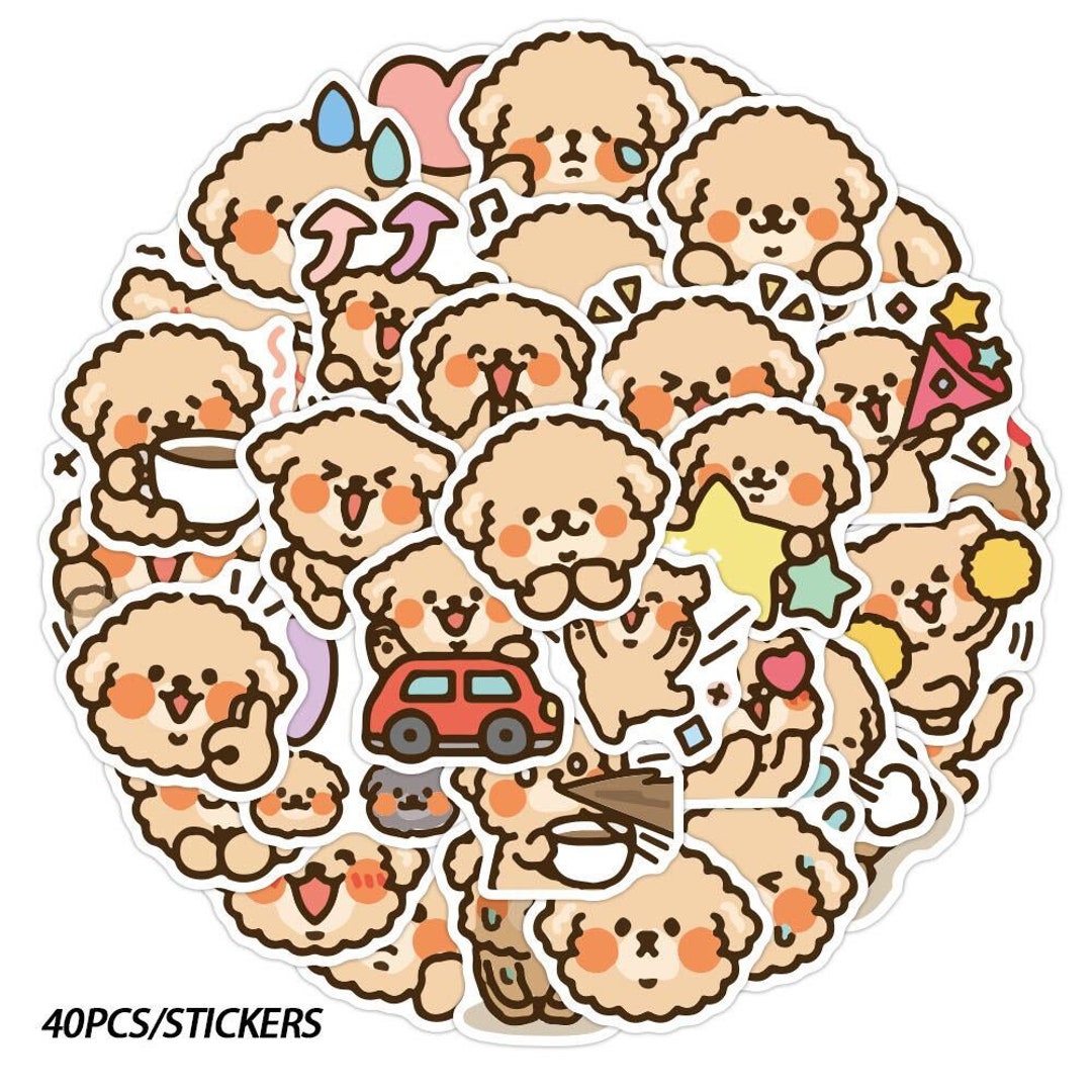 40 PCS Cute Puppy Sticker Pack | Teddy Dog Sticker | Kawaii Sticker ...