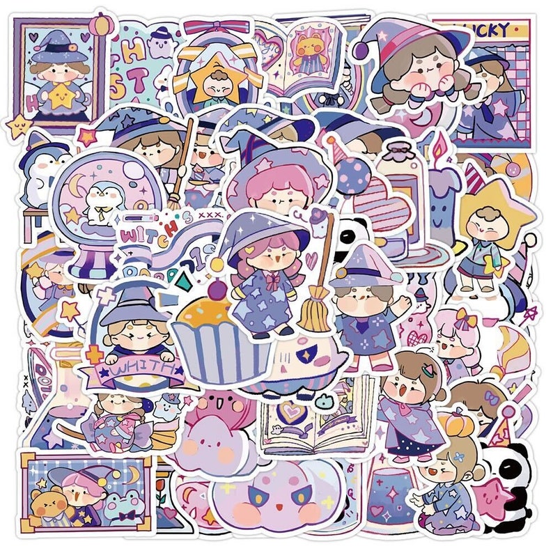 50 PCS Cute Witch Sticker Pack Kawaii Halloween Sticker - Etsy