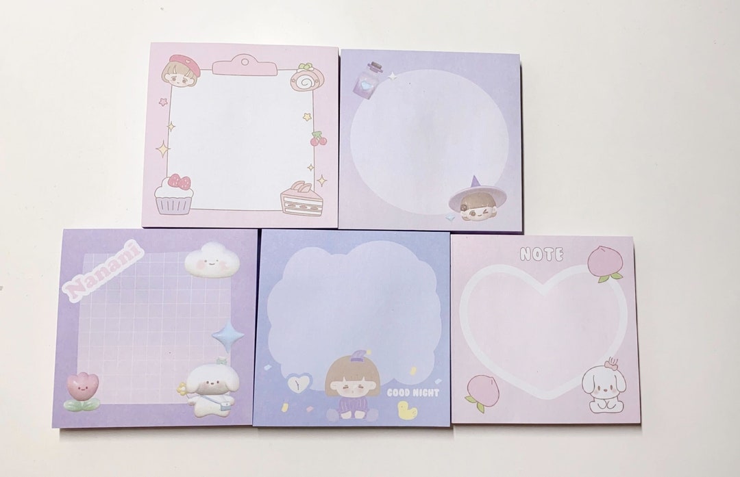 Kawaii Sticky Notes Notepad, Memo Pad, Post-it Notes 80 Sheets Cartoon ...