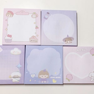 Kawaii Sticky Notes Notepad, Memo Pad, Post-it Notes 80 Sheets Cartoon ...