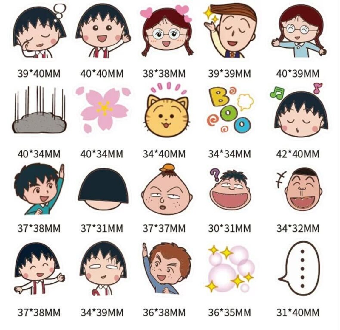 40 PCS Chibi Maruko Chan Sticker Pack | Kawaii Sticker | Journaling ...