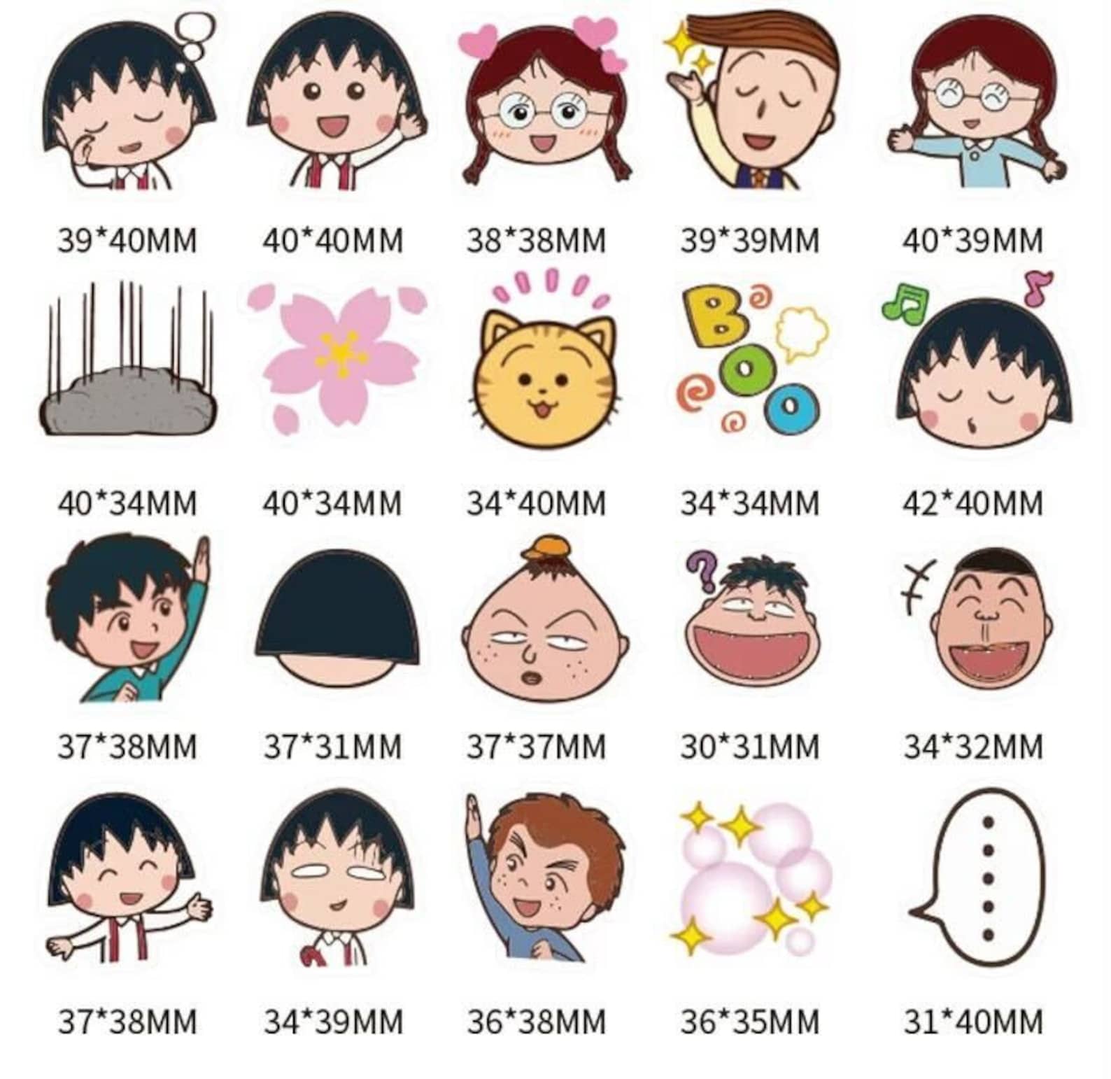 40 PCS Chibi Maruko Chan Sticker Pack | Kawaii Sticker | Journaling ...
