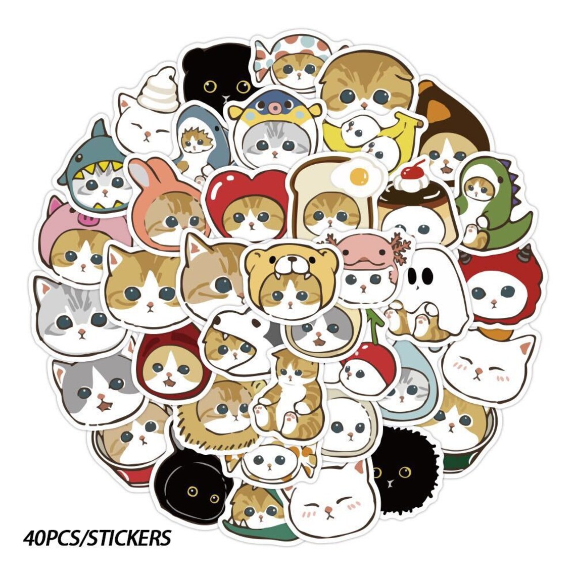 40 PCS Cute Cat Sticker Pack Kawaii Sticker Cartoon Cat - Etsy