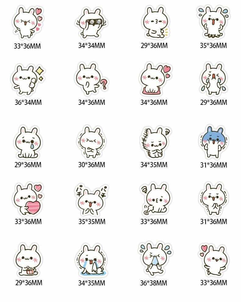 40 PCS Pink & White Bunny Sticker Pack Kawaii Sticker Cute | Etsy