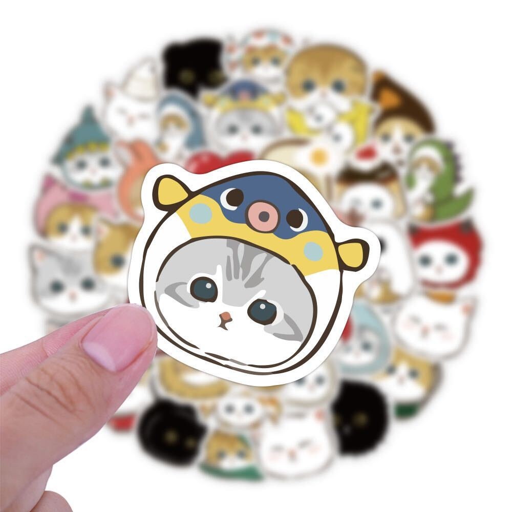 40 PCS Cute Cat Sticker Pack Kawaii Sticker Cartoon Cat - Etsy
