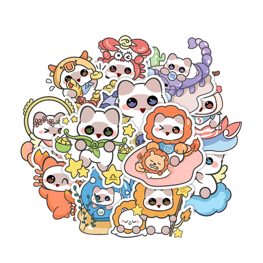 24 PCS Zodiac Sticker Pack | Kawaii Astrology Designs | Star ...
