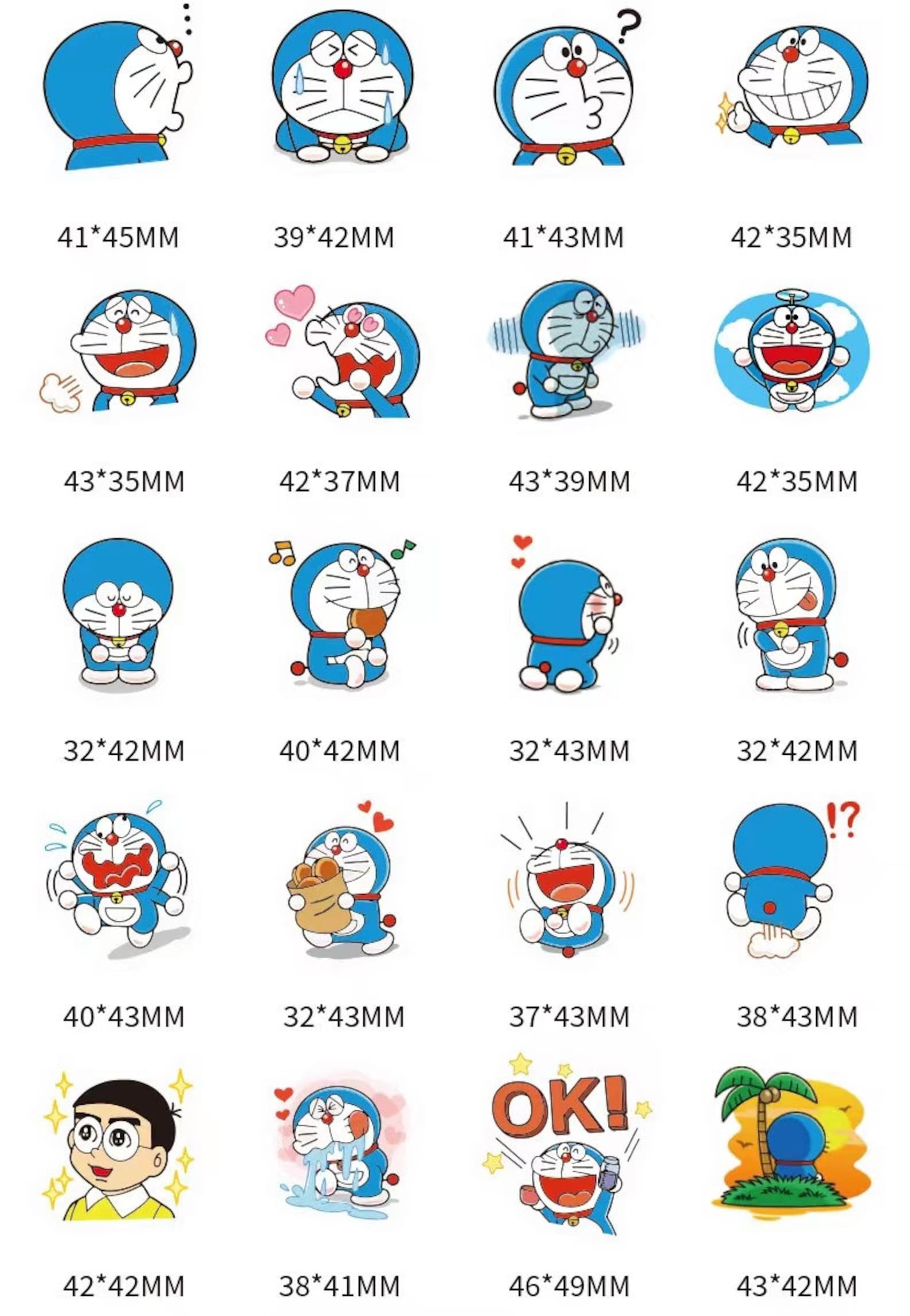 40 PCS Doraemon Sticker Pack Kawaii Sticker Journaling - Etsy Canada