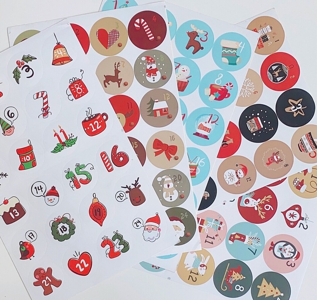 Christmas Stickers | Advent Calendar Stickers | December Countdown ...