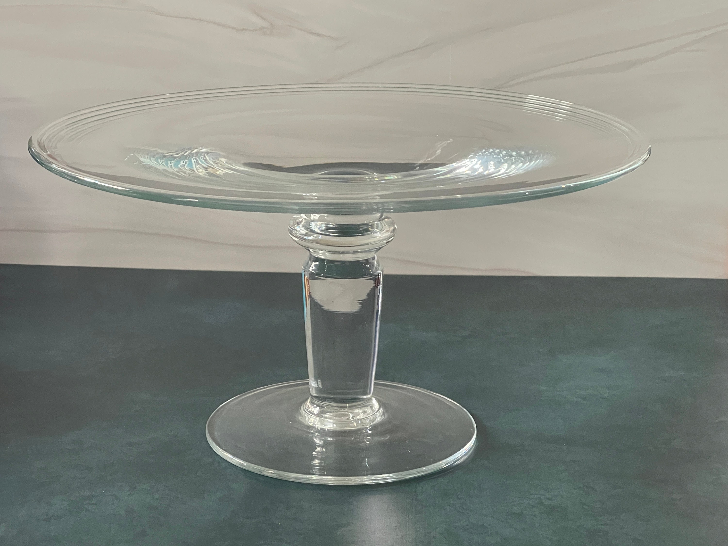 Glass Serving Platter, Dessert Pedestal Stand, Crystal Pedestal Cake ...