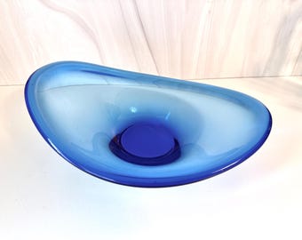 Cobalt Blue Glass Coffee Table Pedestal Bowl, Decorative Glass Bowl ...