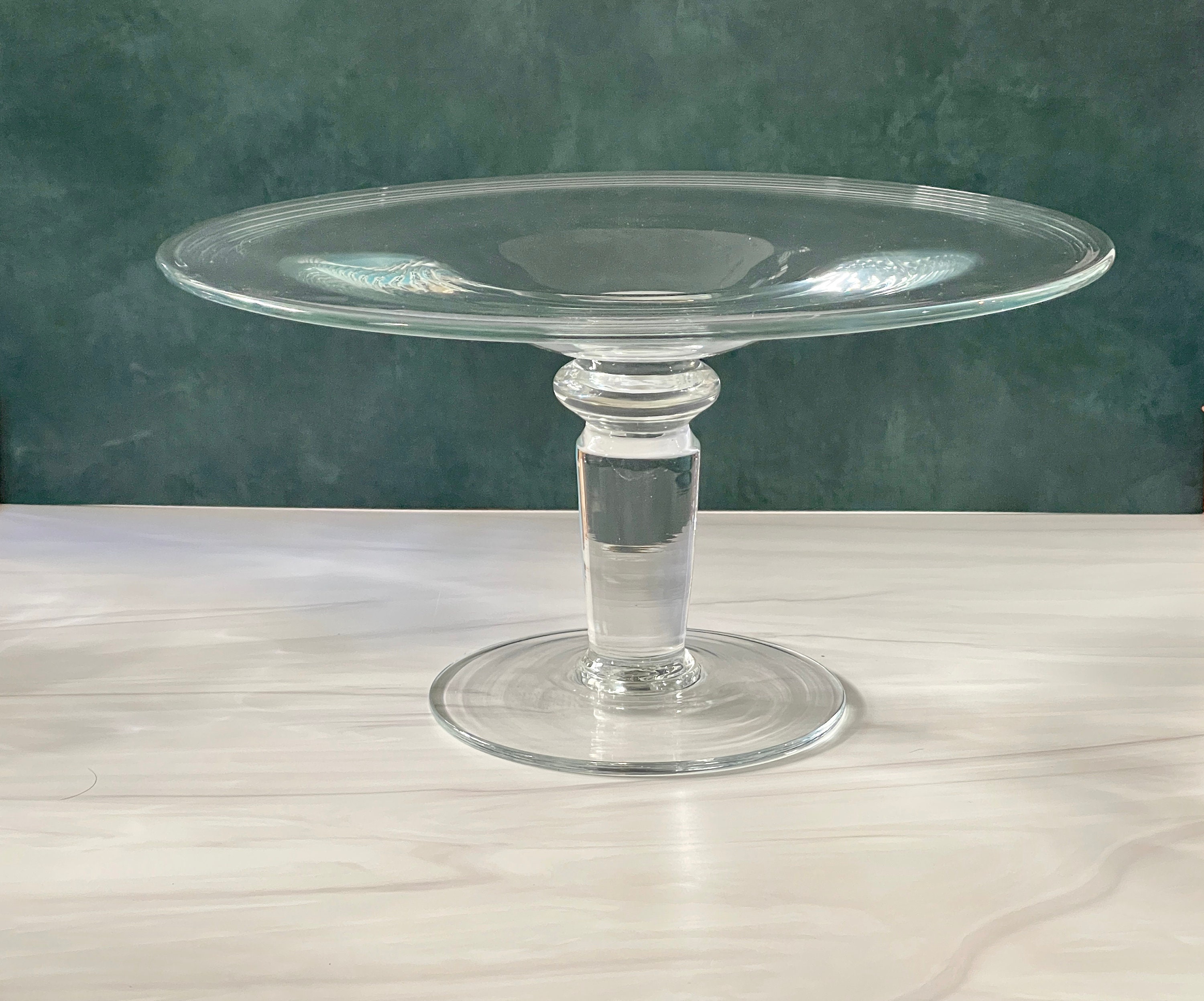 Glass Serving Platter, Dessert Pedestal Stand, Crystal Pedestal Cake ...