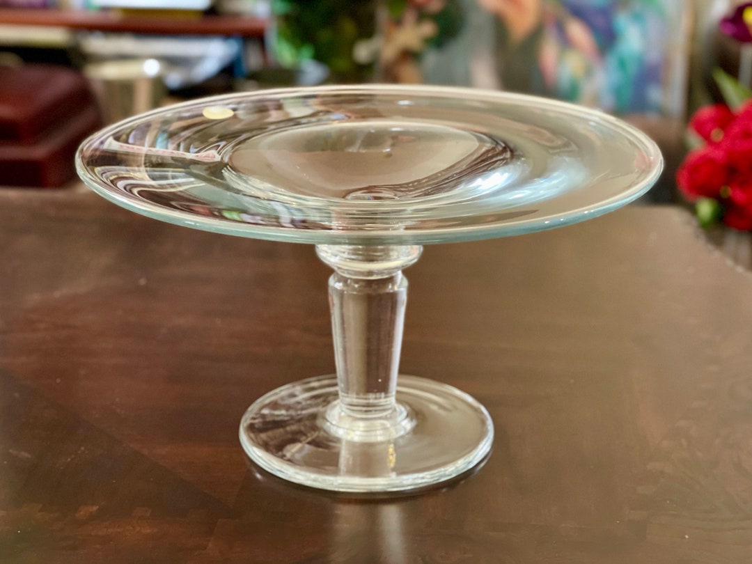 Glass Serving Platter, Dessert Pedestal Stand, Crystal Pedestal Cake ...