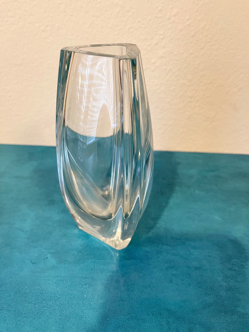 Baccarat Crystal Art Glass Triangle Vase, Art Glass, Baccarat Art Glass ...