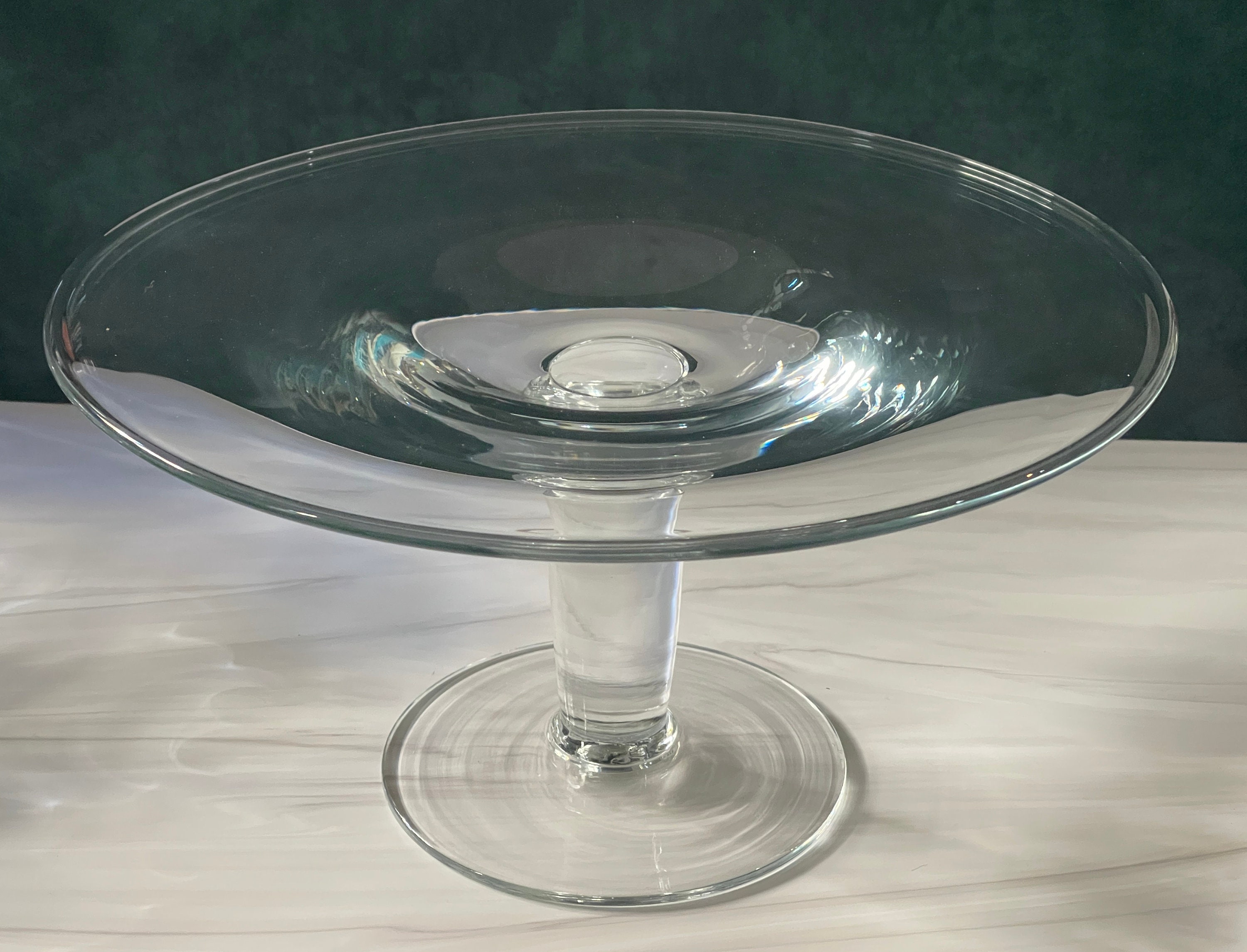 Glass Serving Platter, Dessert Pedestal Stand, Crystal Pedestal Cake ...