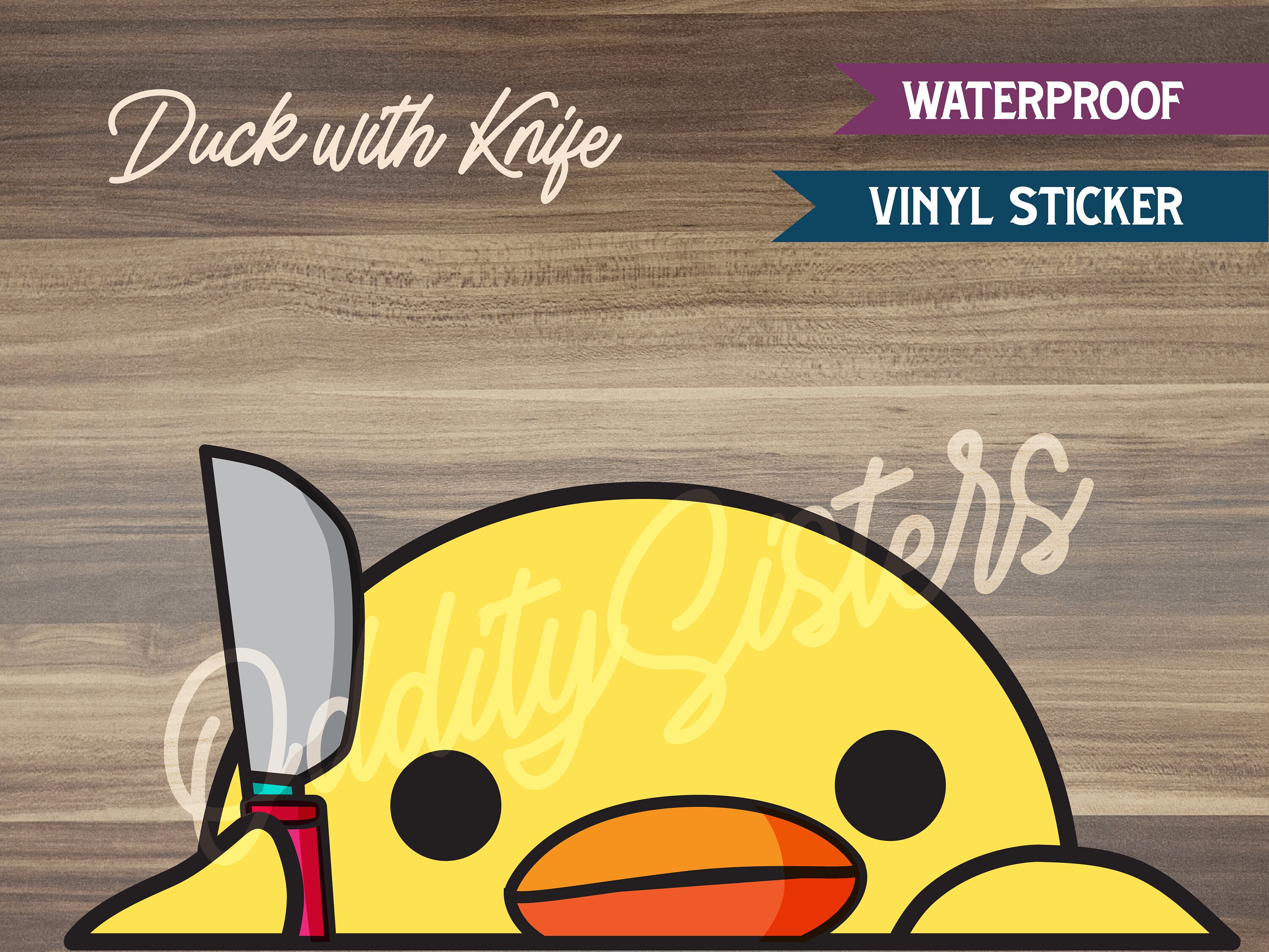 Duck With Knife Peeker Sticker Decal Duck Peek A Boo Sticker - Etsy