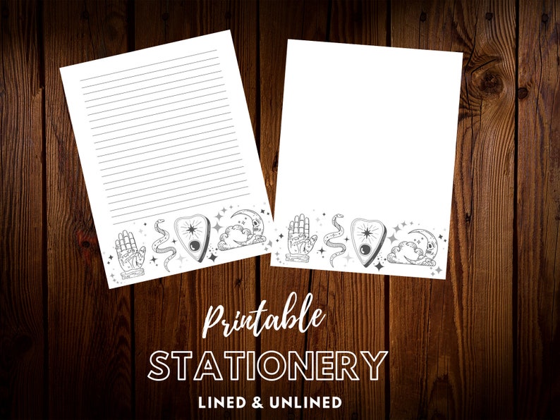 Halloween Mystical Witch Printable Stationery- Lined & Unlined, Journal ...