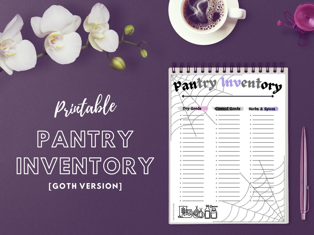 Goth Printable Pantry Inventory, Meal Planner, Instant Digital Download ...