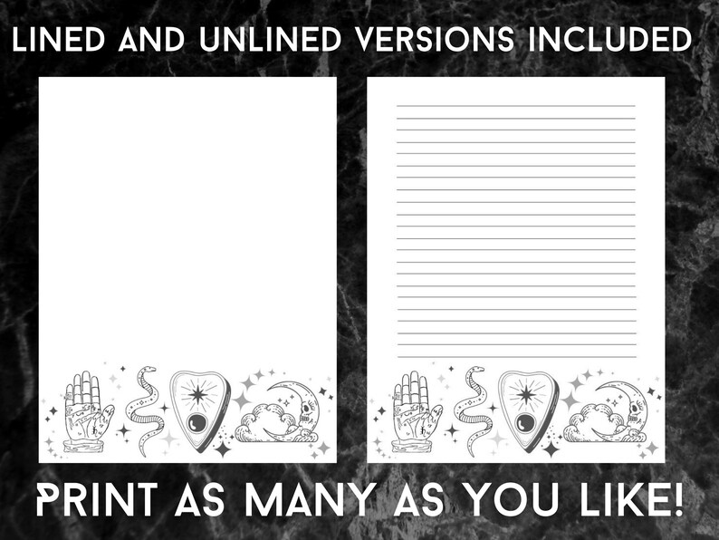 Halloween Mystical Witch Printable Stationery- Lined & Unlined, Journal ...