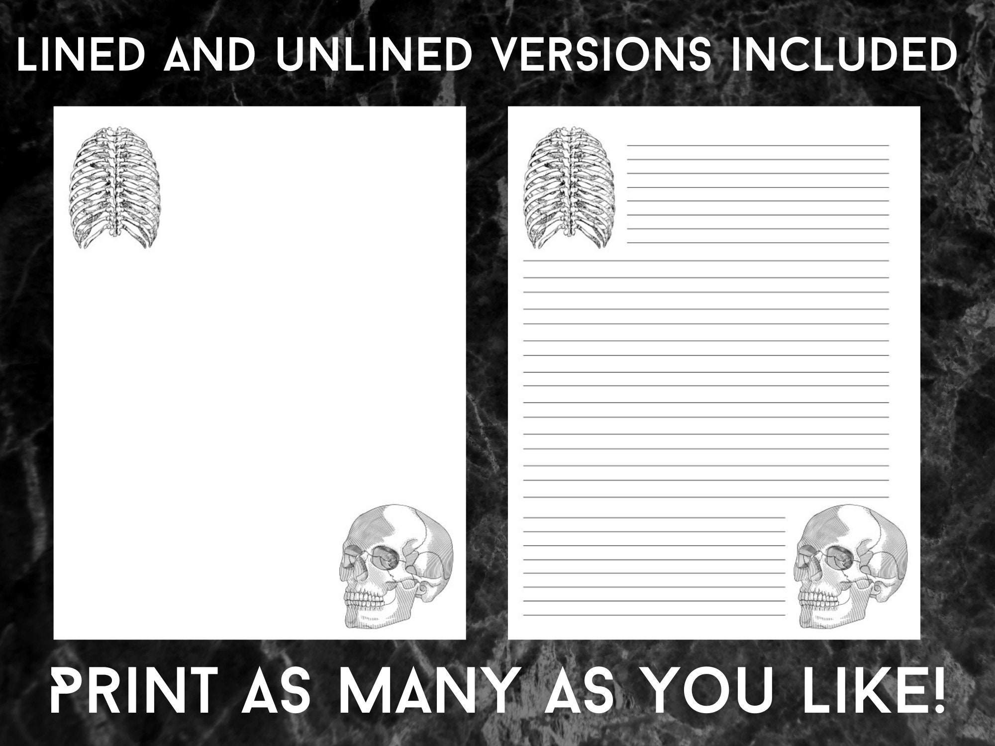 Halloween Spooky Skeleton Printable Stationery- Lined & Unlined ...