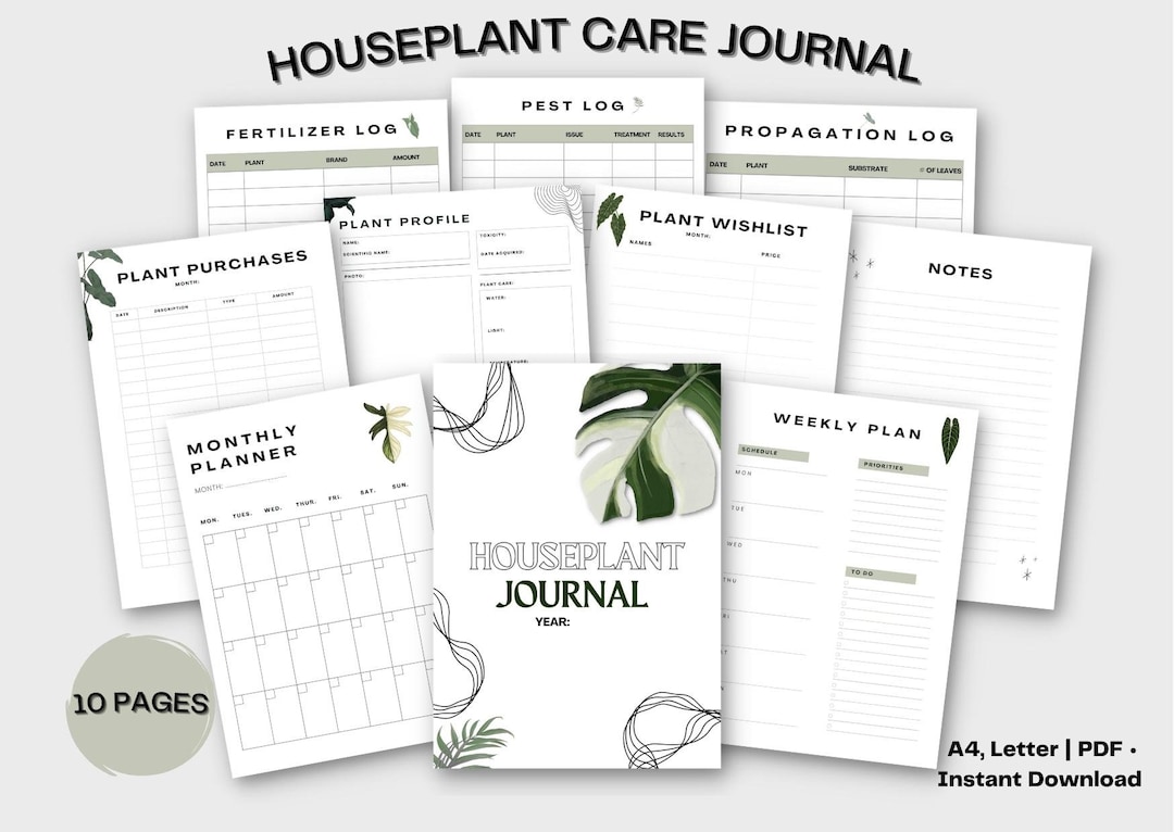 Plant Care Journal Printable, Minimalistic Indoor Plant Planner ...