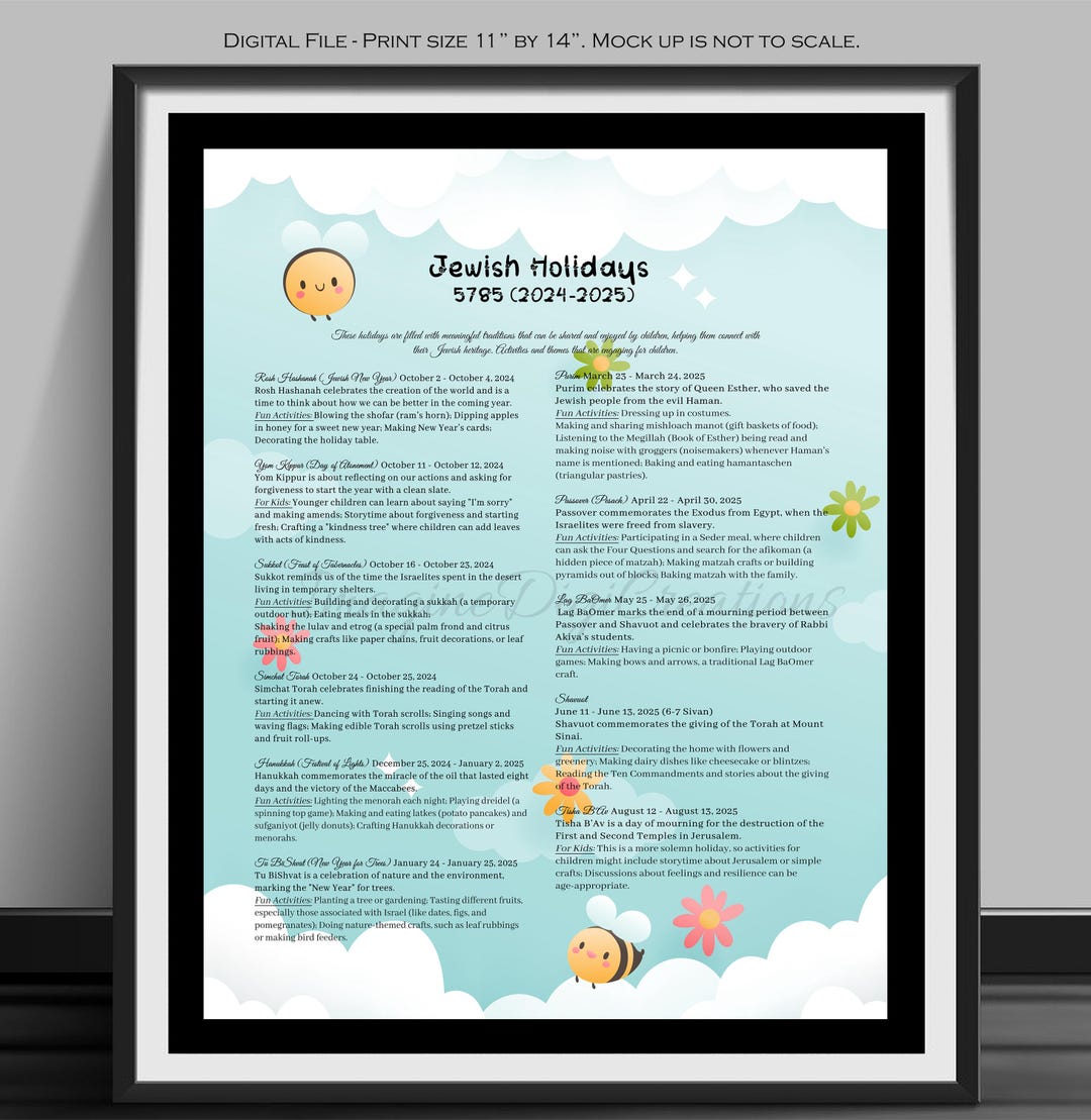 5785 Holiday Calendar and Games,jewish Holidays for Kids,holiday Games ...