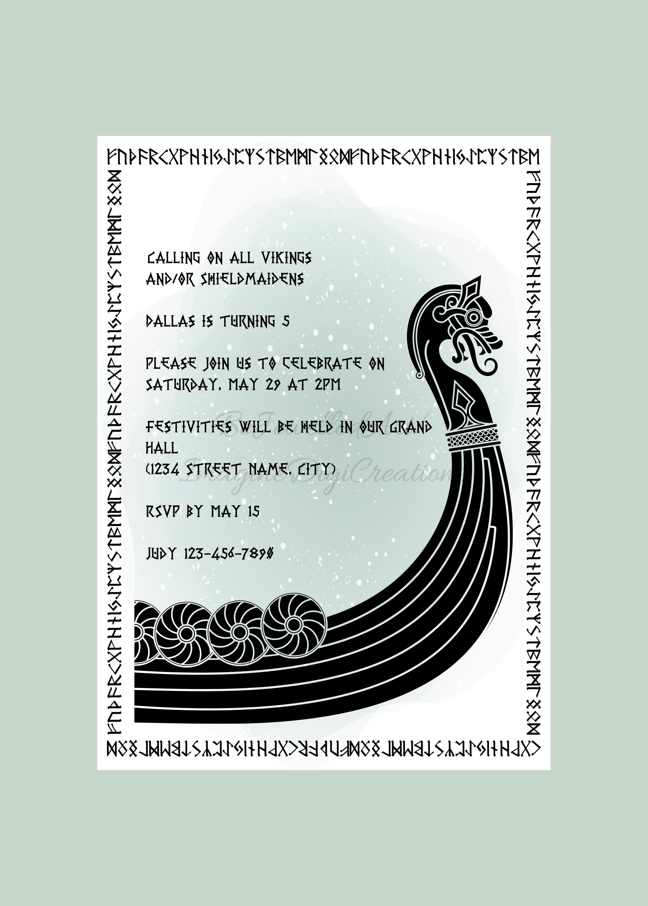 Viking Party Invitation, Viking Kids Birthday Party, Viking Invitation ...