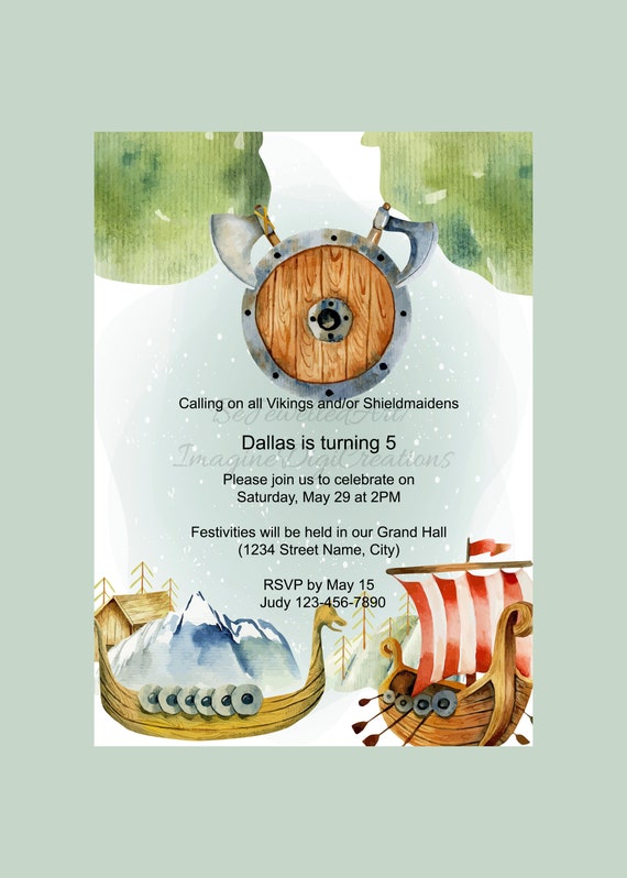 Viking Party Invitation Viking Kids Birthday Party Viking - Etsy