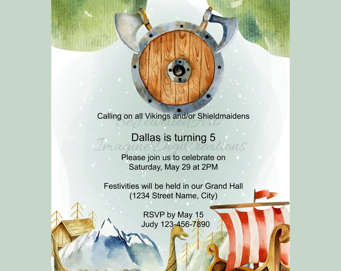 Viking Party Invitation, Viking Kids Birthday Party, Viking Invitation ...