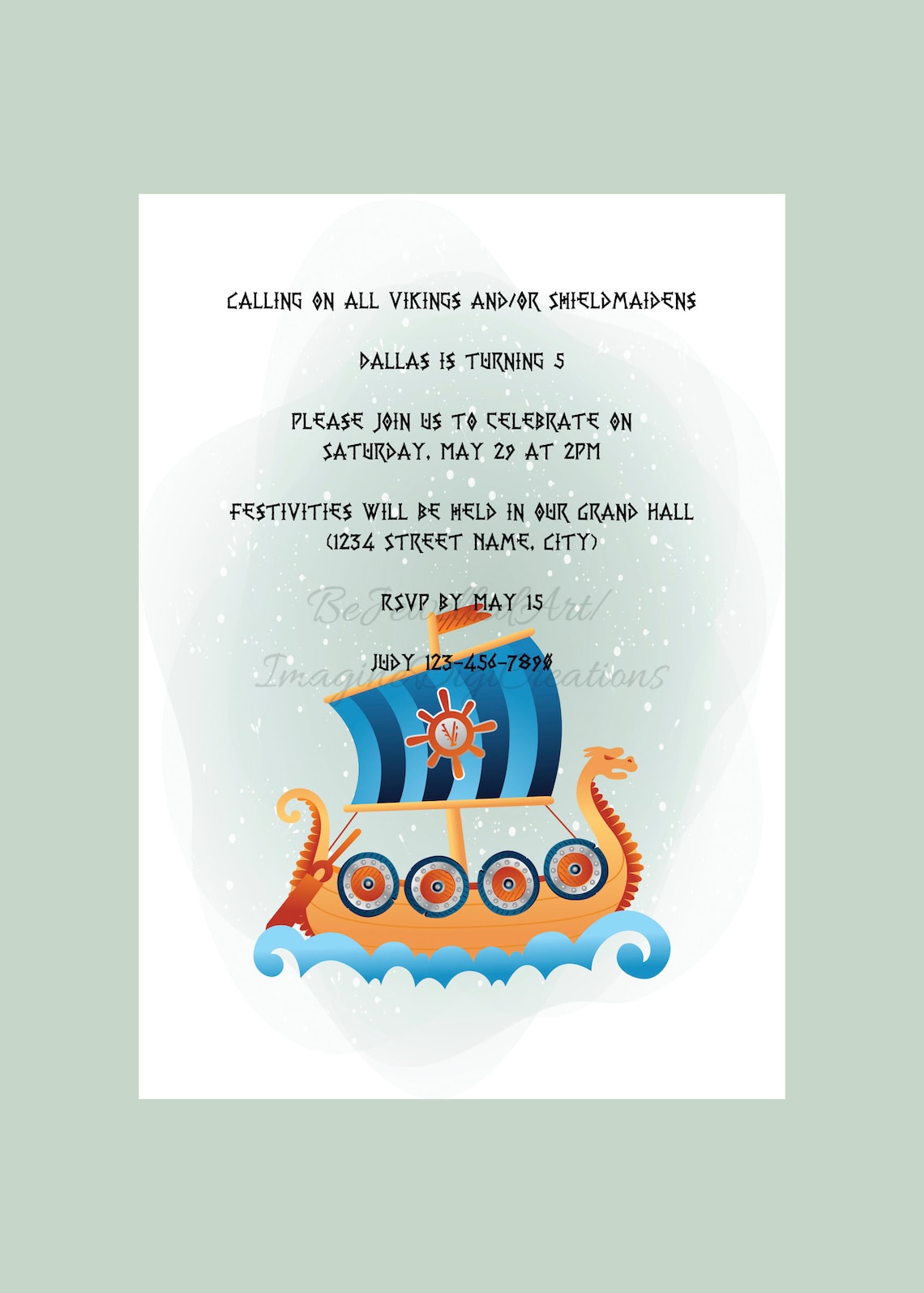 Viking Party Invitation, Viking Kids Birthday Party, Viking Invitation ...
