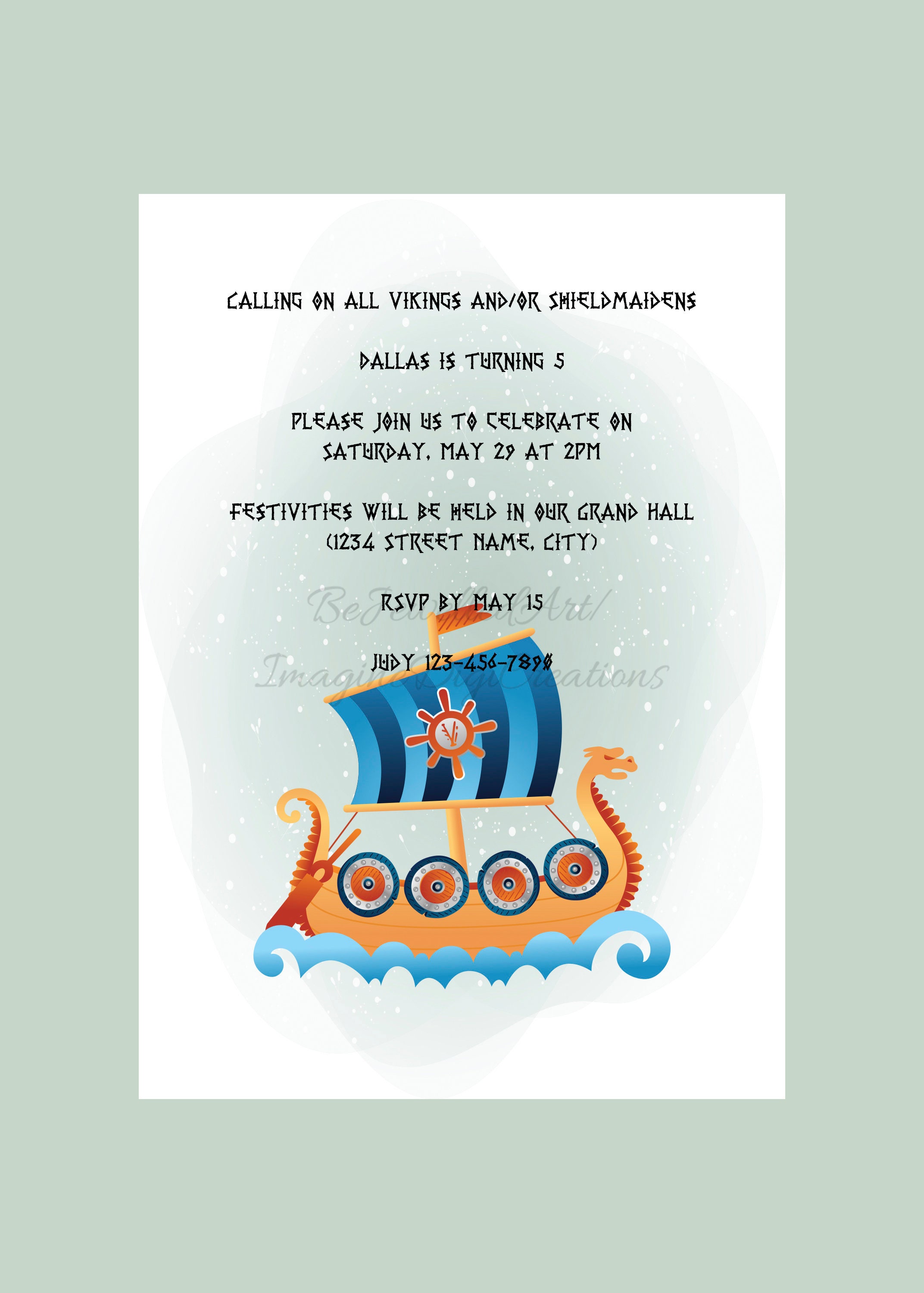 Viking Party Invitation, Viking Kids Birthday Party, Viking Invitation ...