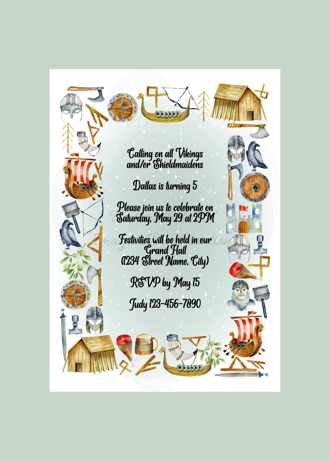 Viking Party Invitation, Viking Kids Birthday Party, Viking Invitation ...