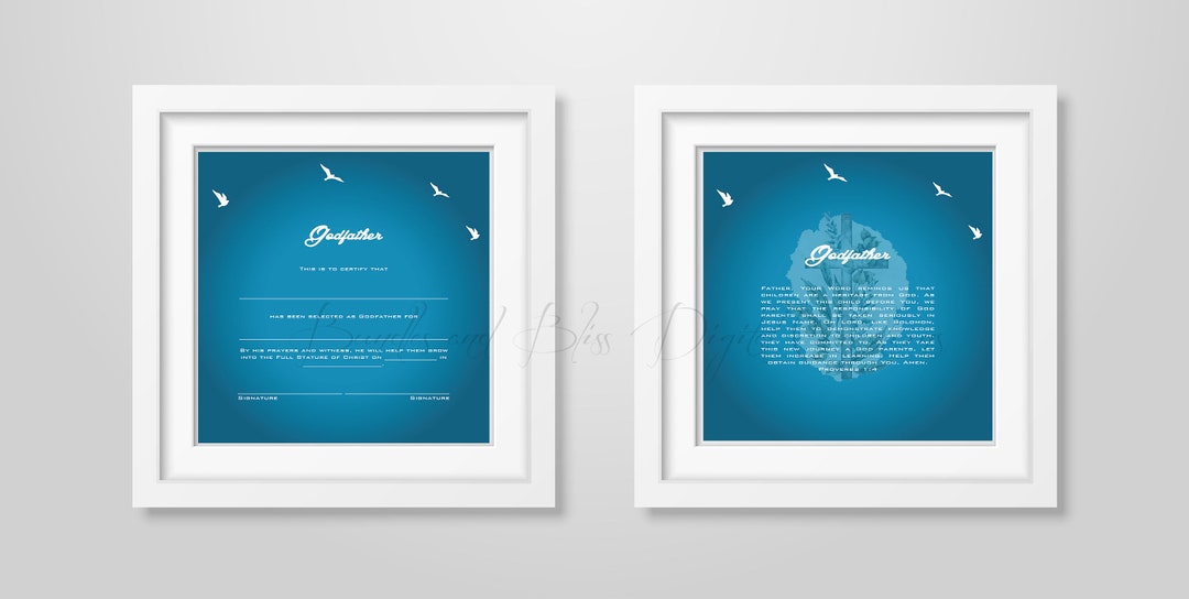 Godfather Gift, Godfather Certificate, Blessing for Godfather ...