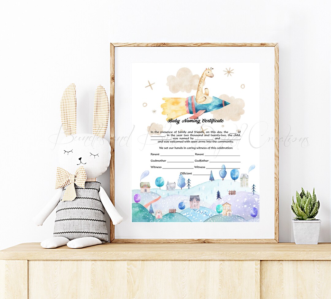 Baby Naming Certificate, Name Giving Certificate, Newborn, Baby Gift ...