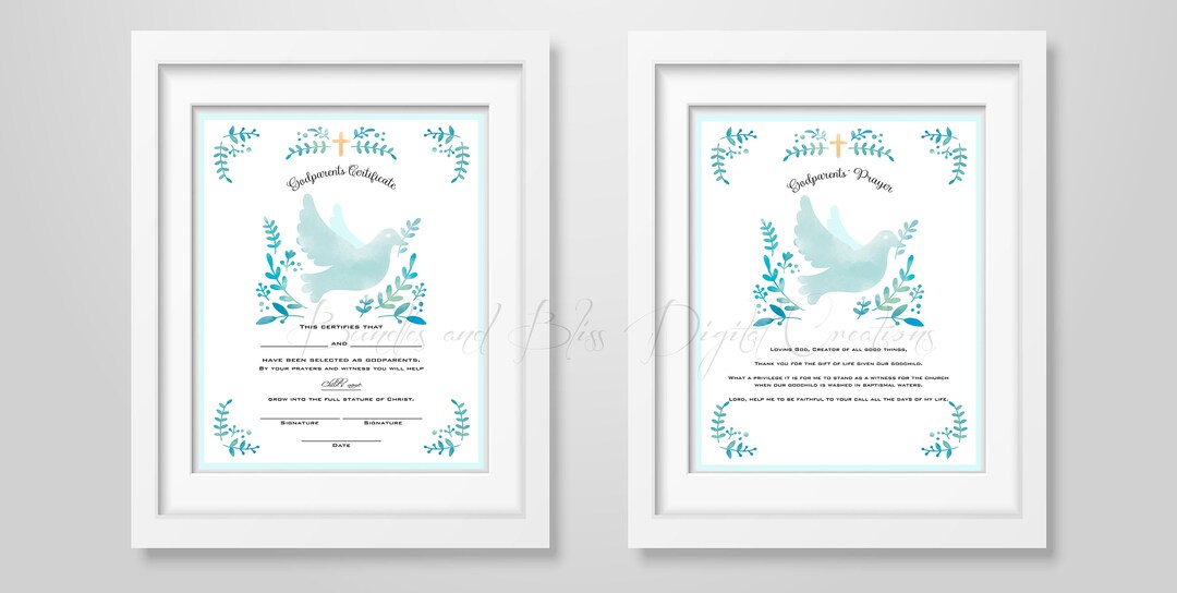 Godparents Gift, Godparents Certificate, Godparents Prayer, Baptism ...