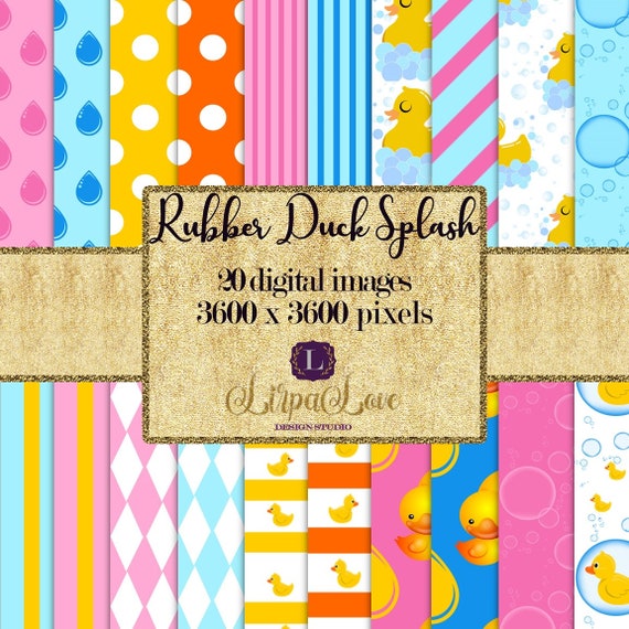 Rubber Duck Splash Digital Paper Printable Paper Animal for - Etsy