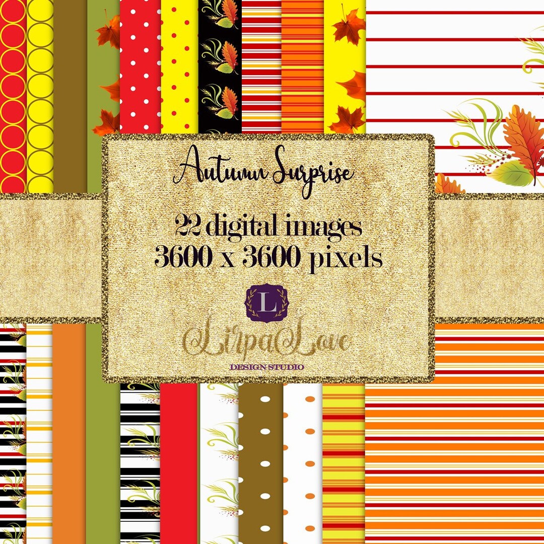 Autumn Surprise Digital Paper Collection. Cute Digital Paper Pack of ...