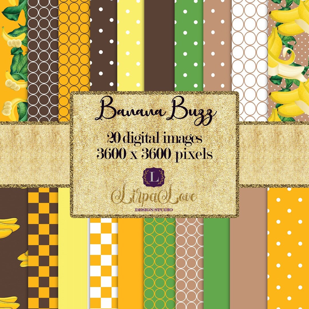 Banana Buzz Digital Paper /banana Digital Paper, Yellow Fruity ...