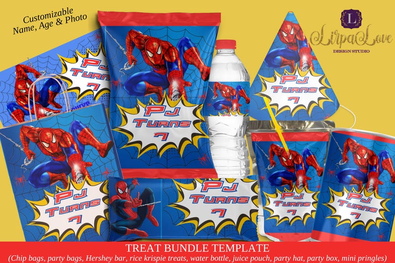 Spider Hero Party Favor Bundle Printable| Chip Bag| Water Bottle ...